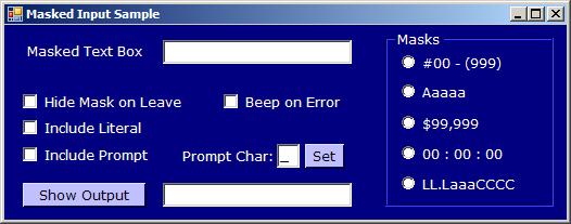 Using Maskedtextbox Control