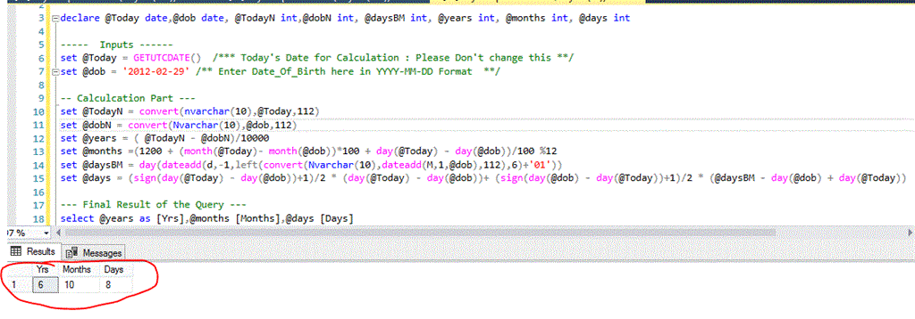 Sql Query To Calculate Age Using Given Date Of Birth Dob 15792 Hot 