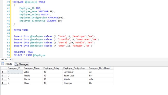 Temp Table Vs Table Variable
