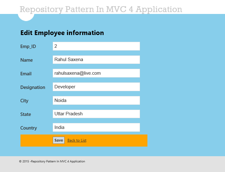 Repository Pattern In Mvc Application Using Entity Framework