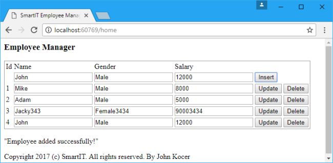 Getting Started With Asp Core And Jquery Crud Using