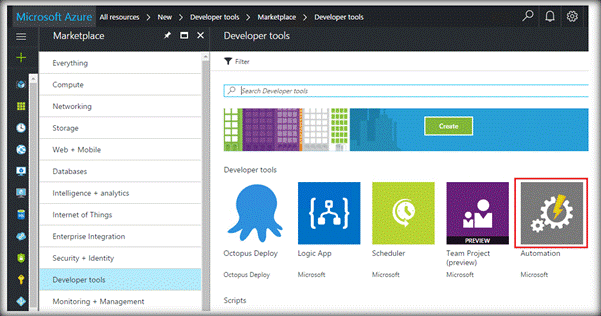 Provision Azure Automation Account In Azure Portal