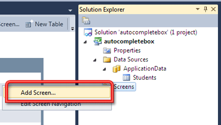 Unbound search data screen(AutoCompleteBox) in Visual Studio LightSwitch