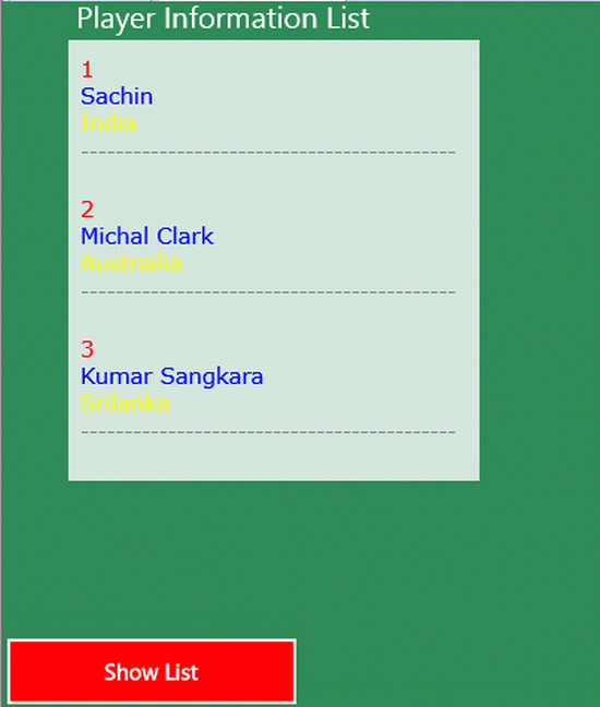 Implementation of ListBox in Windows Store App