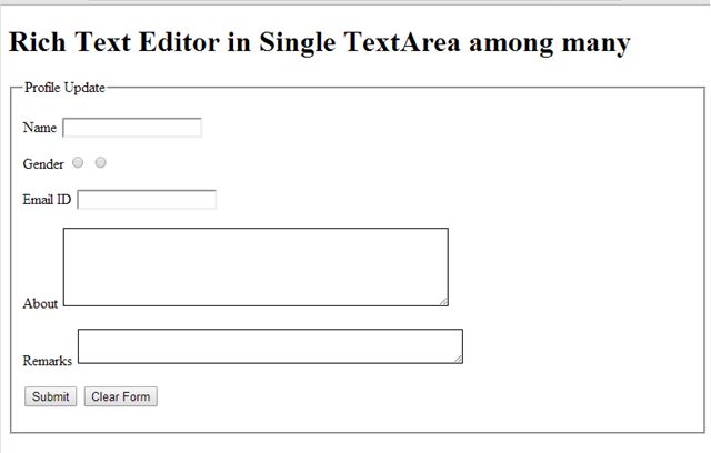 RichTextBox in a Single TextBox Among Multiple TinyMCE
