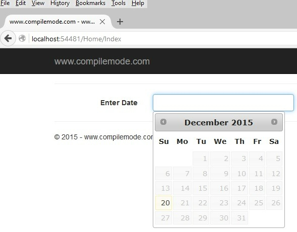 Disable jQuery UI Calendar Past And Future Date In ASP.NET MVC