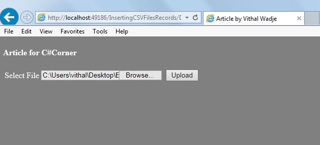 Inserting CSV File Records Into Database Using ASP.NET C# Inserting CSV File Records Into Database Using ASP.NET C#