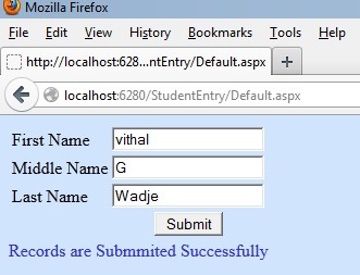 Inserting Form Data Into DataBase Using Stored Procedure In ASP.NET C#
