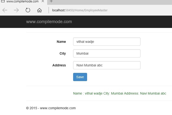 Post Data To Controller Without Page Refresh In ASP.NET MVC