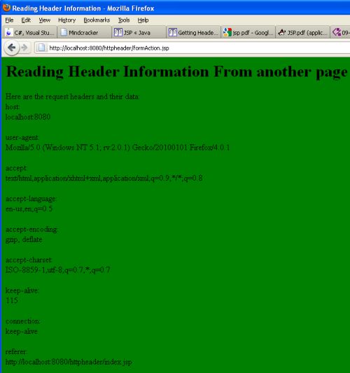 Getting Header Data From One Jsp Page To Another