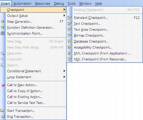 Bottom Part of the Database Checkpoint Properties