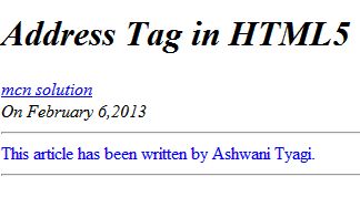 Article Tag and Address Tag in HTML5