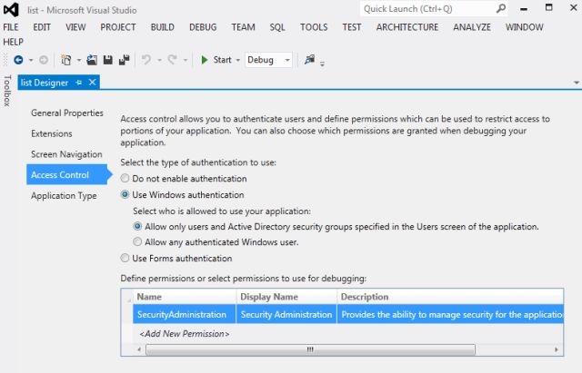 Enable Authentication For Securing LightSwitch Application in Visual Studio 2012