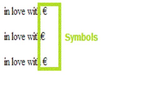 HTML5 Symbol Entities