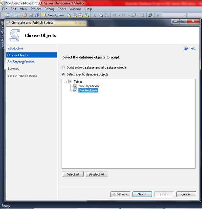 Generate Database Script In SQL Server 2012