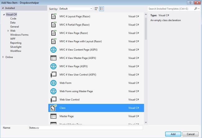 Create DropDownList Using DropDownList Helper in Web API Create DropDownList Using DropDownList Helper in Web API