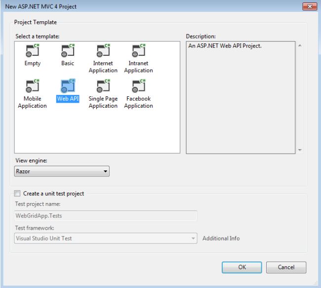 WebGrid Helper in ASP.Net Web API