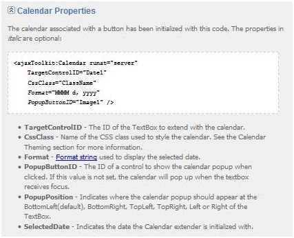Use AJAX Control Toolkit Calendar Extender With ASP.NET