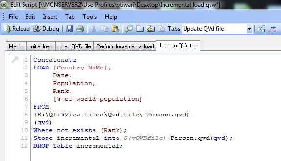 Incremental Load Statement in QlikView