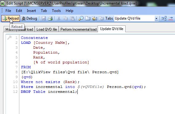 Incremental Load Statement in QlikView