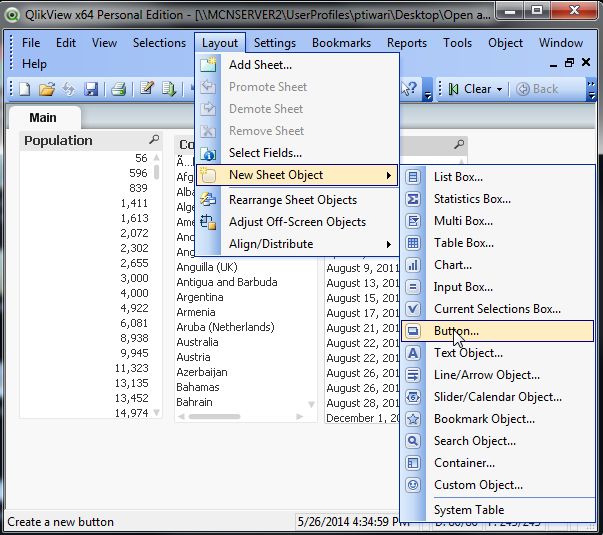Open Application By Button Object in QlikView