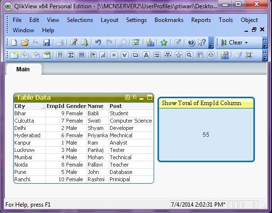 Sum Function In Qlikview Application