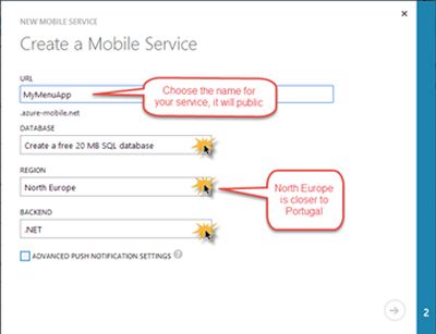 How to Create the Azure Mobile Service in Azure Portal