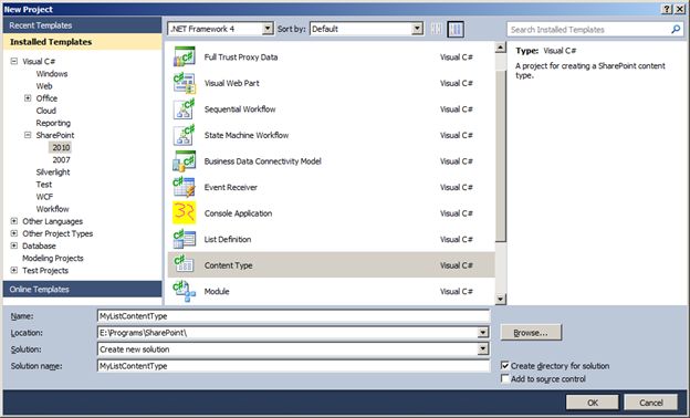 SharePoint 2010 - Creating Custom Content Type Using Visual Studio