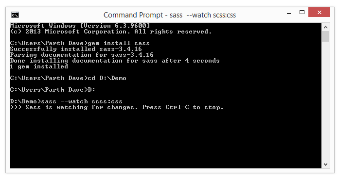 Install SASS on Windows Using Ruby Gems