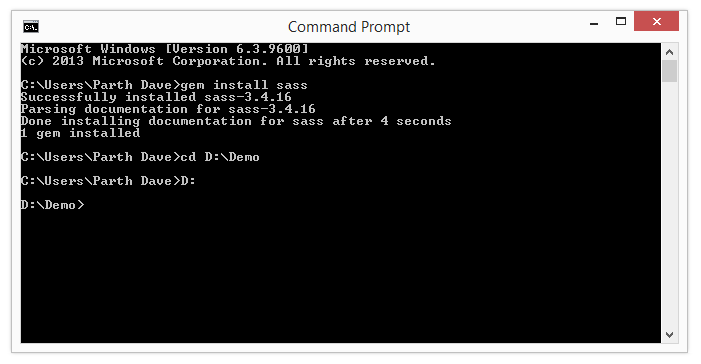 Install Sass On Windows Using Ruby Gems