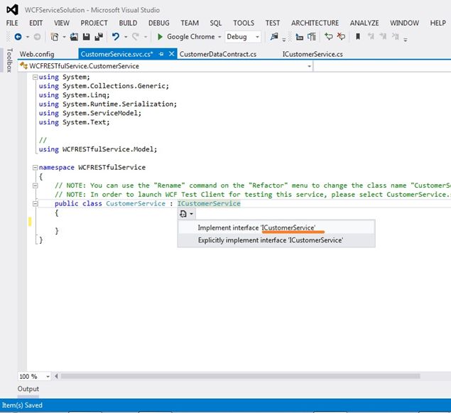Create a WCF RESTful Service