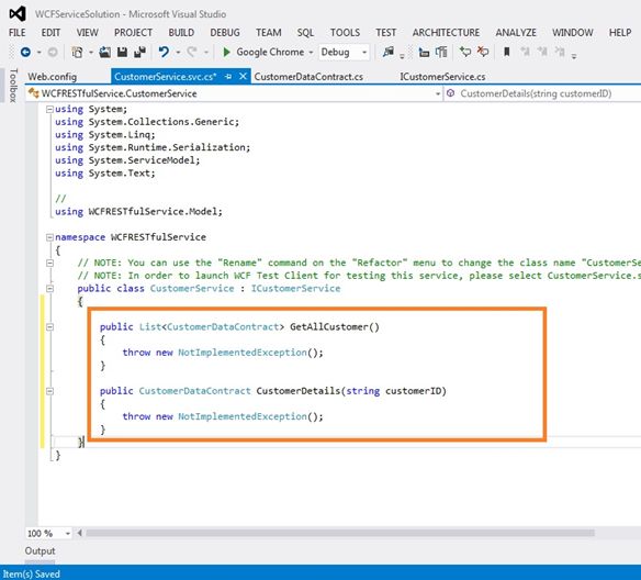 Create a WCF RESTful Service