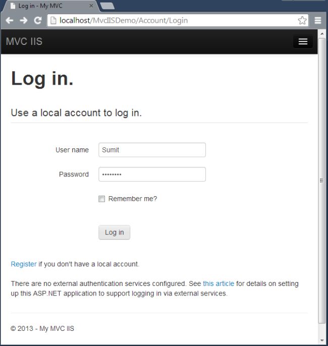 Getting Started With IIS Host And Publish In MVC 5