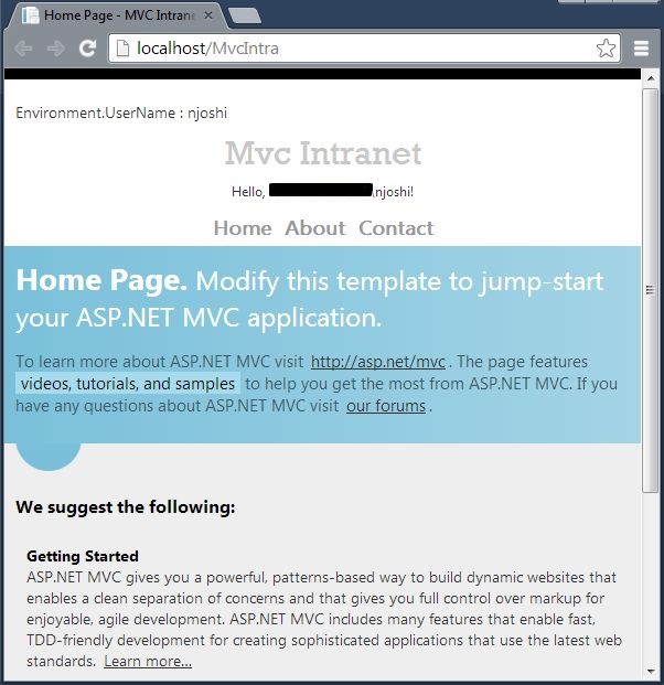 Getting Started With Intranet Application in MVC 4