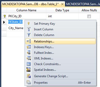 How to Establish Relationship Between Tables in an ASP.Net Web Application