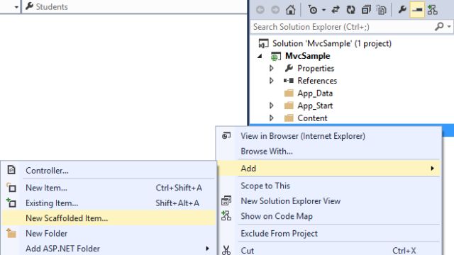 Scaffolding in Visual Studio 2013