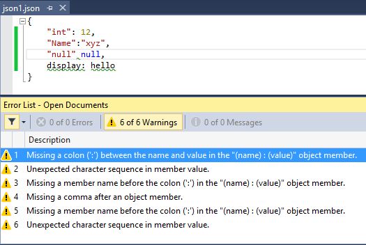 Working With New JSON Editor in Visual Studio 2013 CTP2 Update2