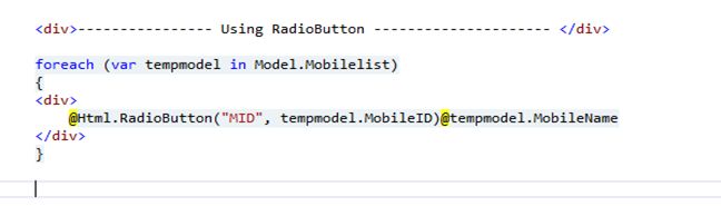 Binding Radiobutton And Radiobuttonlist In Various Way In MVC With Database