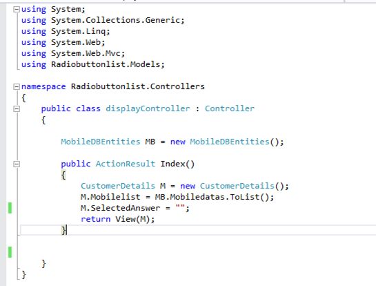 Binding Radiobutton And Radiobuttonlist In Various Way In MVC With Database