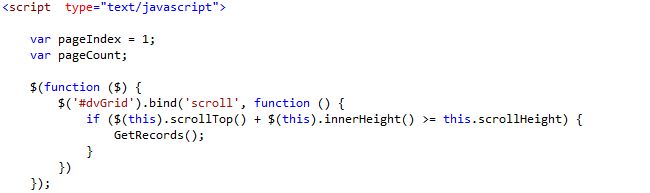 Load on Demand Data in Webgrid on Scroll Using ASP.Net MVC and jQuery AJAX