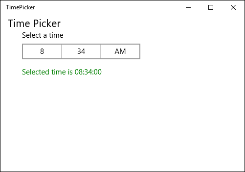 TimePicker Control For Windows 10