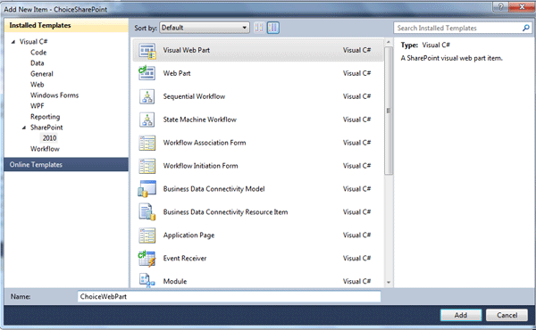 Choice Fields in SharePoint 2010 Programmatically Using VS 2010