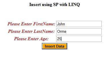 Insert and Update Data With SP Using LINQ