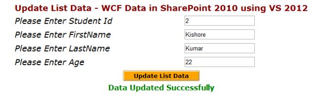 Update List Data With WCF Service in SharePoint 2010 Programmatically Using VS 2012