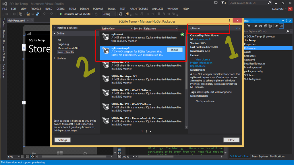 SQLite For Windows Phone App