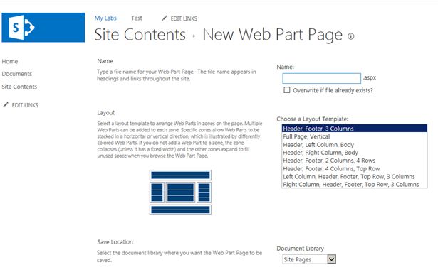 Create a Wiki Page and Web Part Page in SharePoint Site Pages