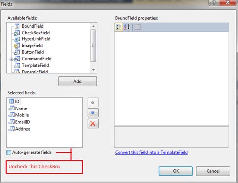 EmptyDataTemplate, EditItemTemplate and Others in a Gridview of ASP.Net