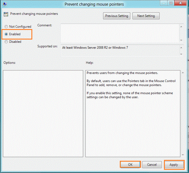 How to Prevent Changing Mouse Pointers in Windows 8
