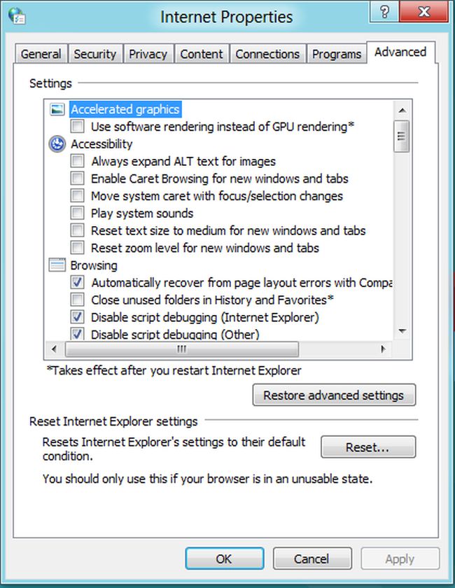 Reset Internet Explorer Settings in Windows 8 Reset Internet Explorer Settings in Windows 8