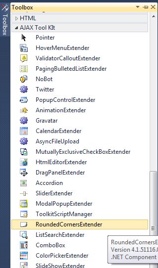 Roundedcornersextender Control In Ajax Using Aspnet